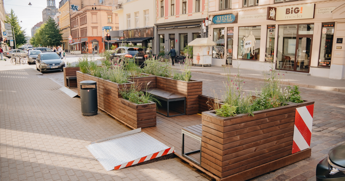 Riga: Standardised parklets to create green street oases | Mobility ...